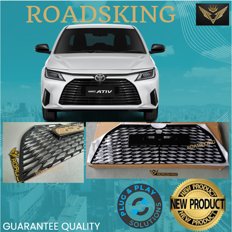 TOYOTA VIOS ATIV 2023-2025 ABS SPORT FRONT GRILLE GRILL GLOSSY BLACK ...