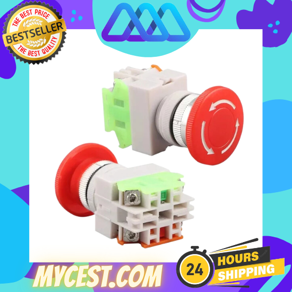 Emergency self-locking emergency stop push button switch | Shopee Malaysia