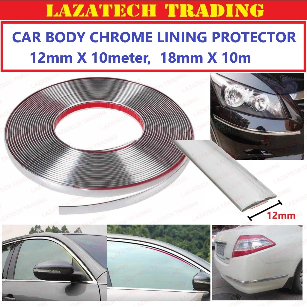 Car Chrome Body Strip Bumper Auto Door Protective Moulding Chrome ...