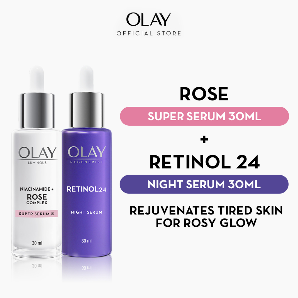 [Bundle of 2] OLAY Luminous Niacinamide Rose Super Serum 30ml + Olay Regenerist Retinol 24 Night ...