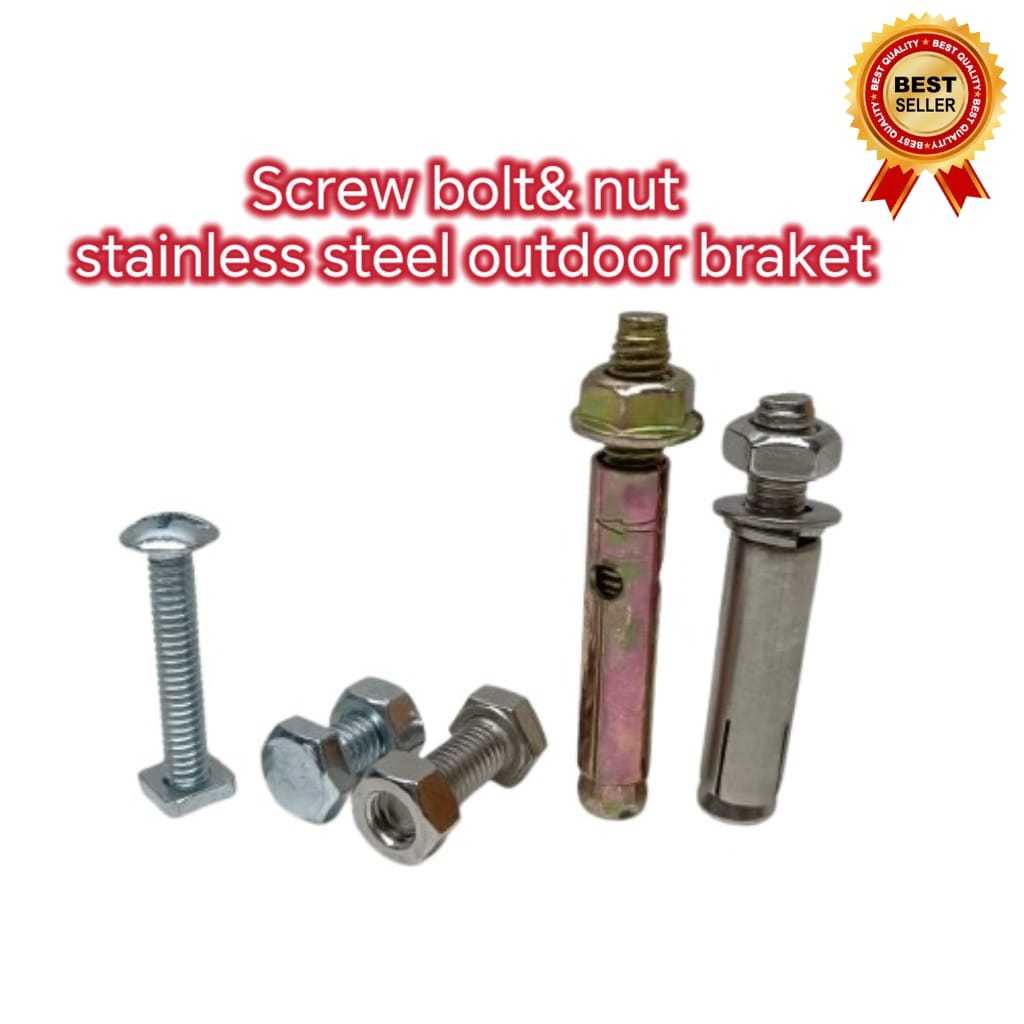 Screw Nut Six Angle skru rak 5/16 x 5/8 Chrome Iron Bolt & Nut Outdoor ...