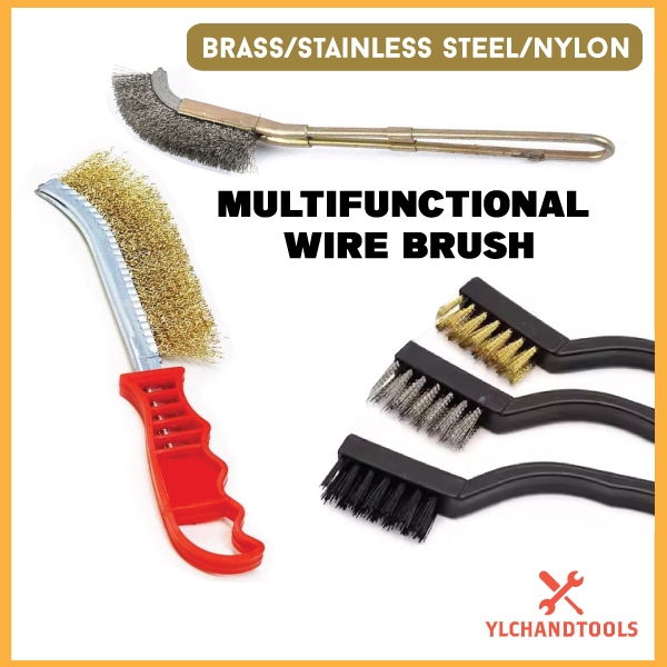 Brass Wire Brush Stainless Steel Berus Besi Tembaga Plastic Handle Anti ...