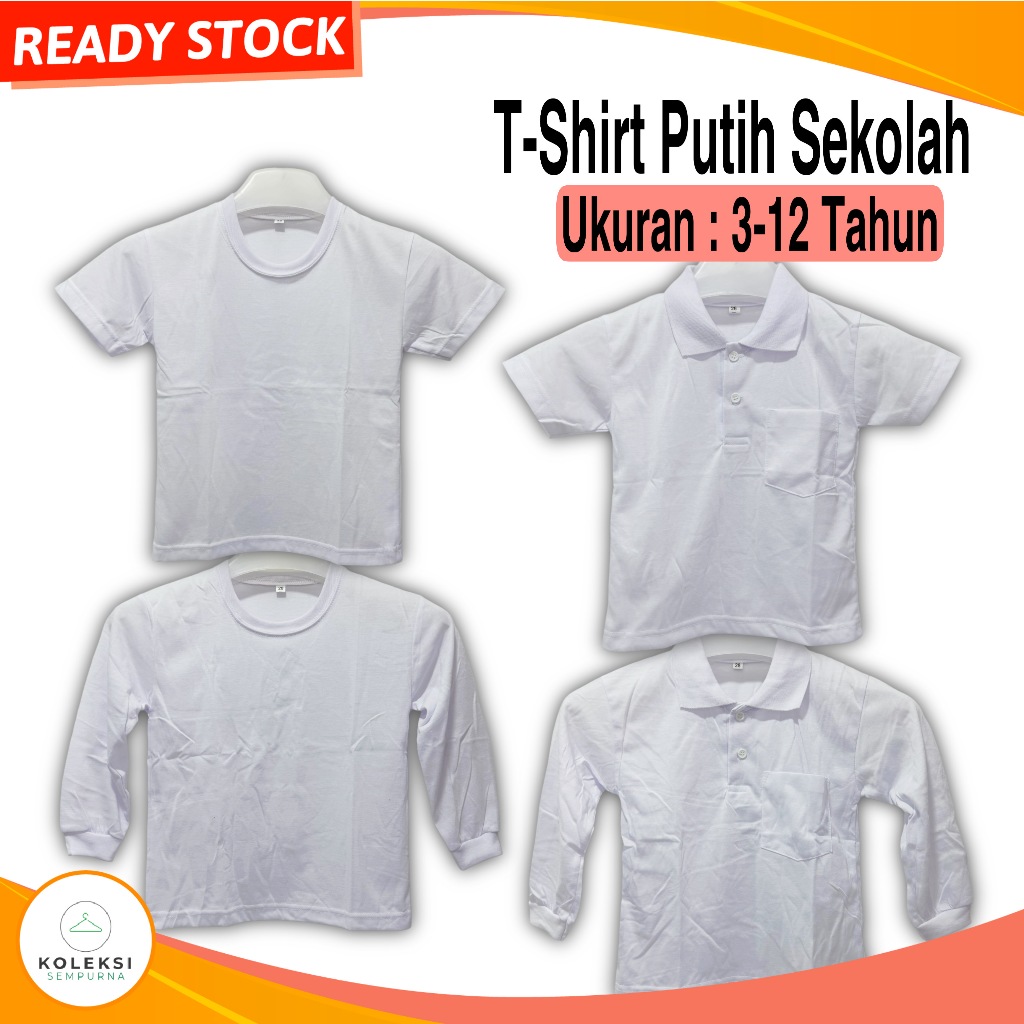 KOLEKSI SEMPURNA T-Shirt Putih Pra Sekolah Baju Putih Sukan Budak ...