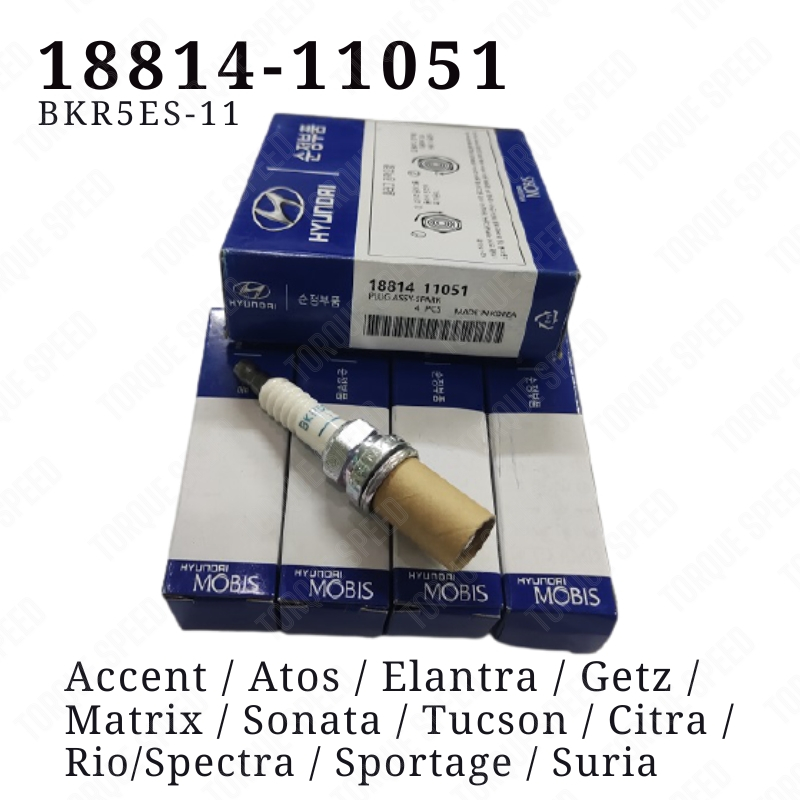 Hyundai Kia Spark Plug 18814-11051 BKR5ES-11 Accent Atos Elantra Getz ...