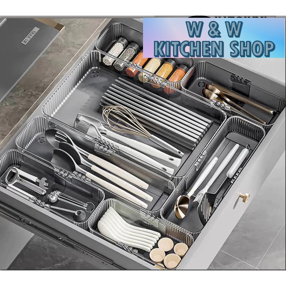 Retractable Acrylic Drawer Organizer Tray Telescopic Storage Box ...