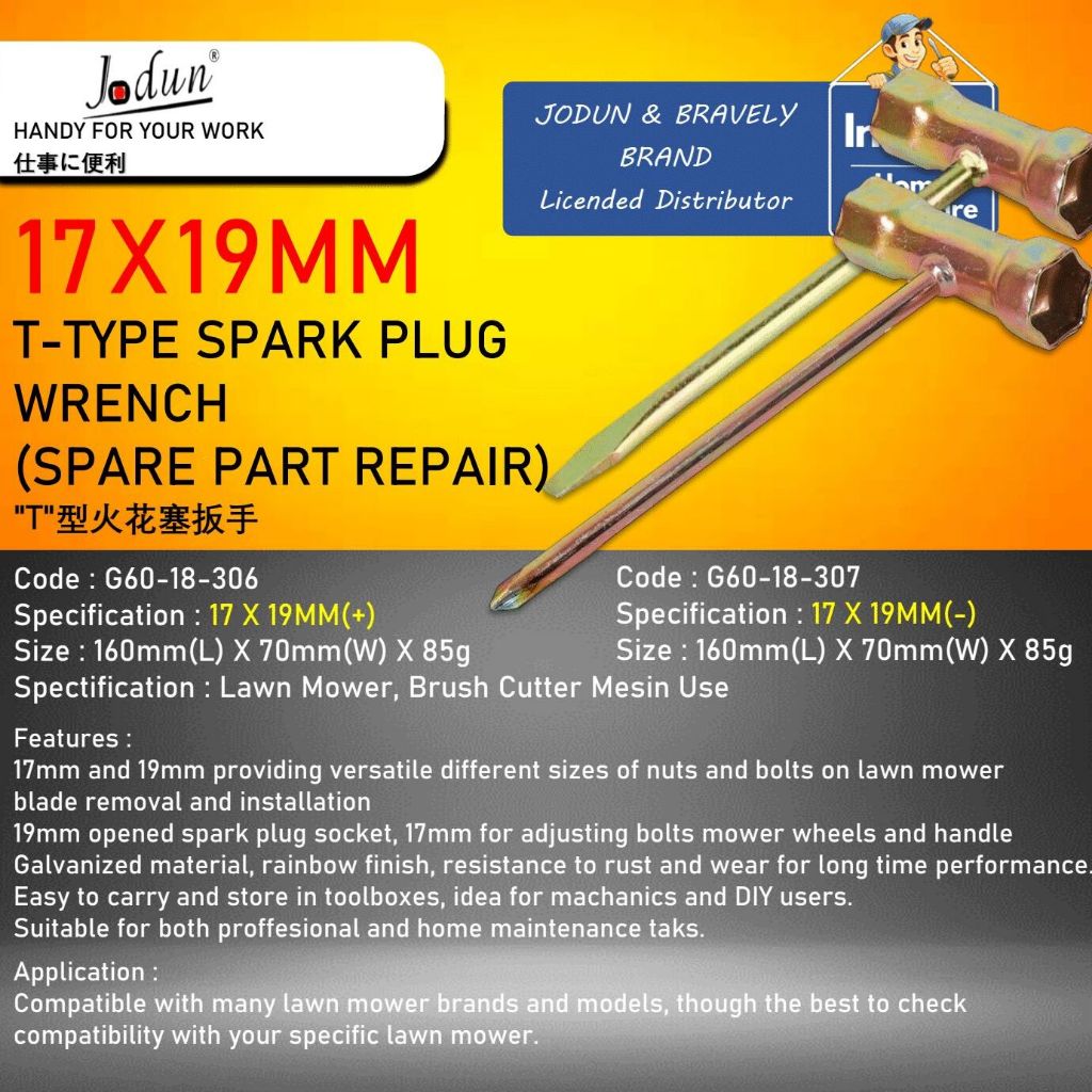JODUN BRAND 17 X 19MM T-Type Spark Plug Wrench For Opened Spark Plug ...