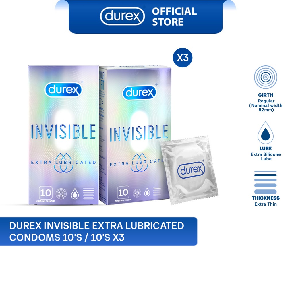 Durex Invisible Extra Lubricated Condoms 10's/3 x 10's [For man ...