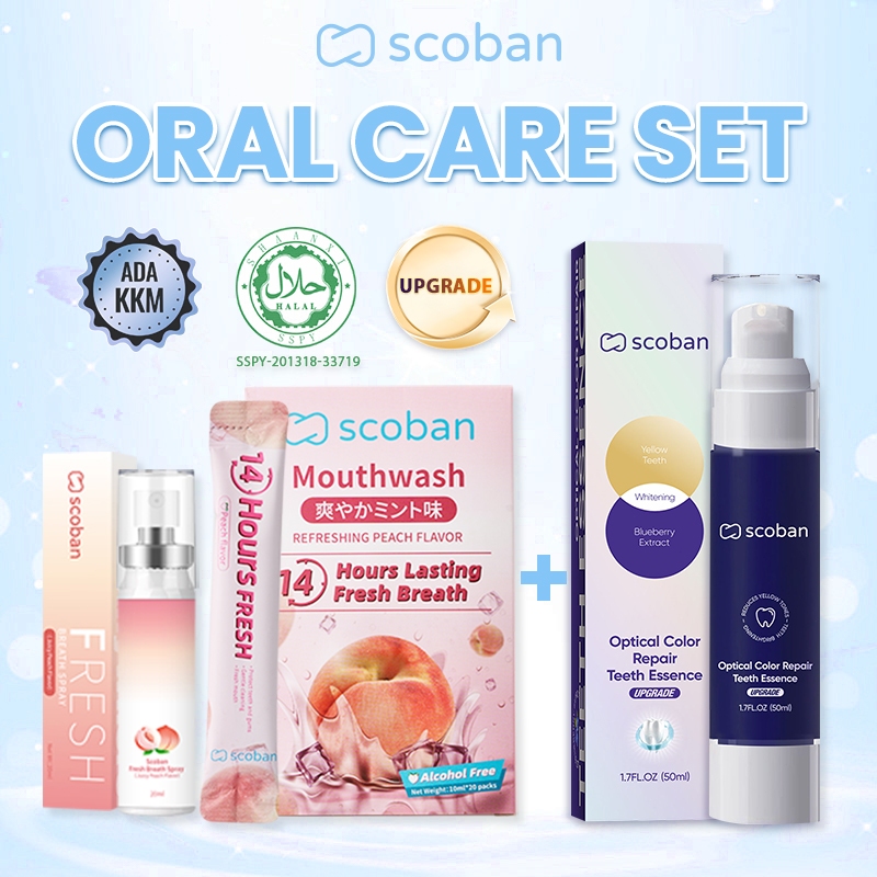 scoban Teeth Whitening Toothpaste Purple+ Oral Spray + Mouthwash Oral ...