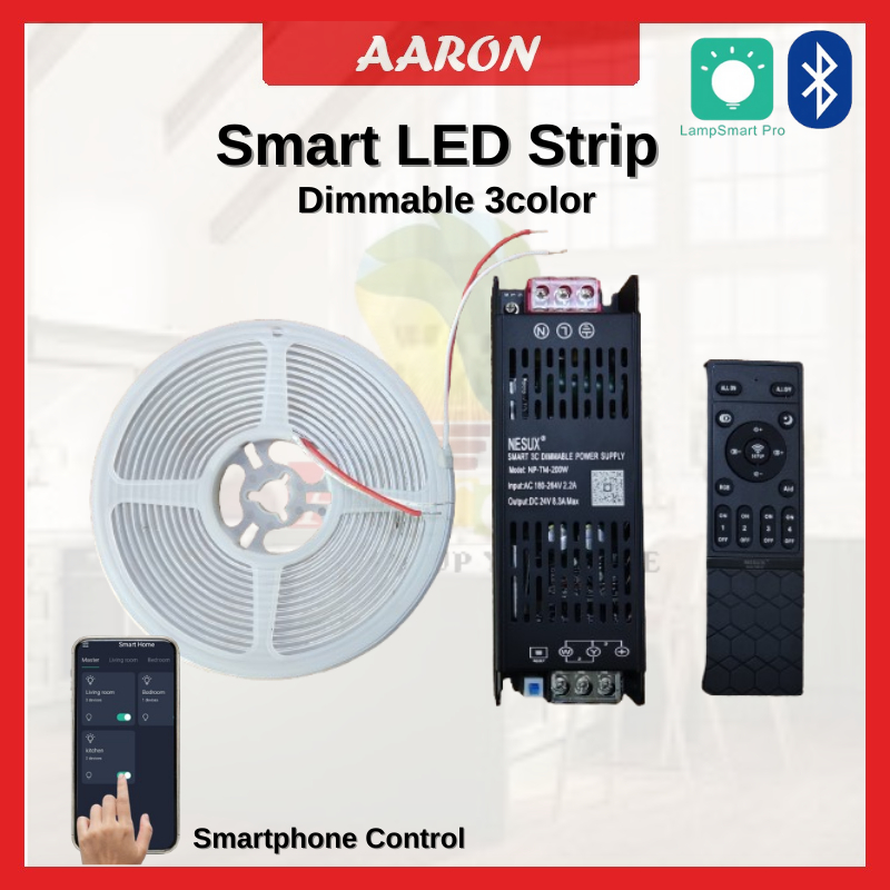 Smart 3Color LED COB Strip Light Use Bluetooth Smart Phone Control Dimmable LED Lightman ...