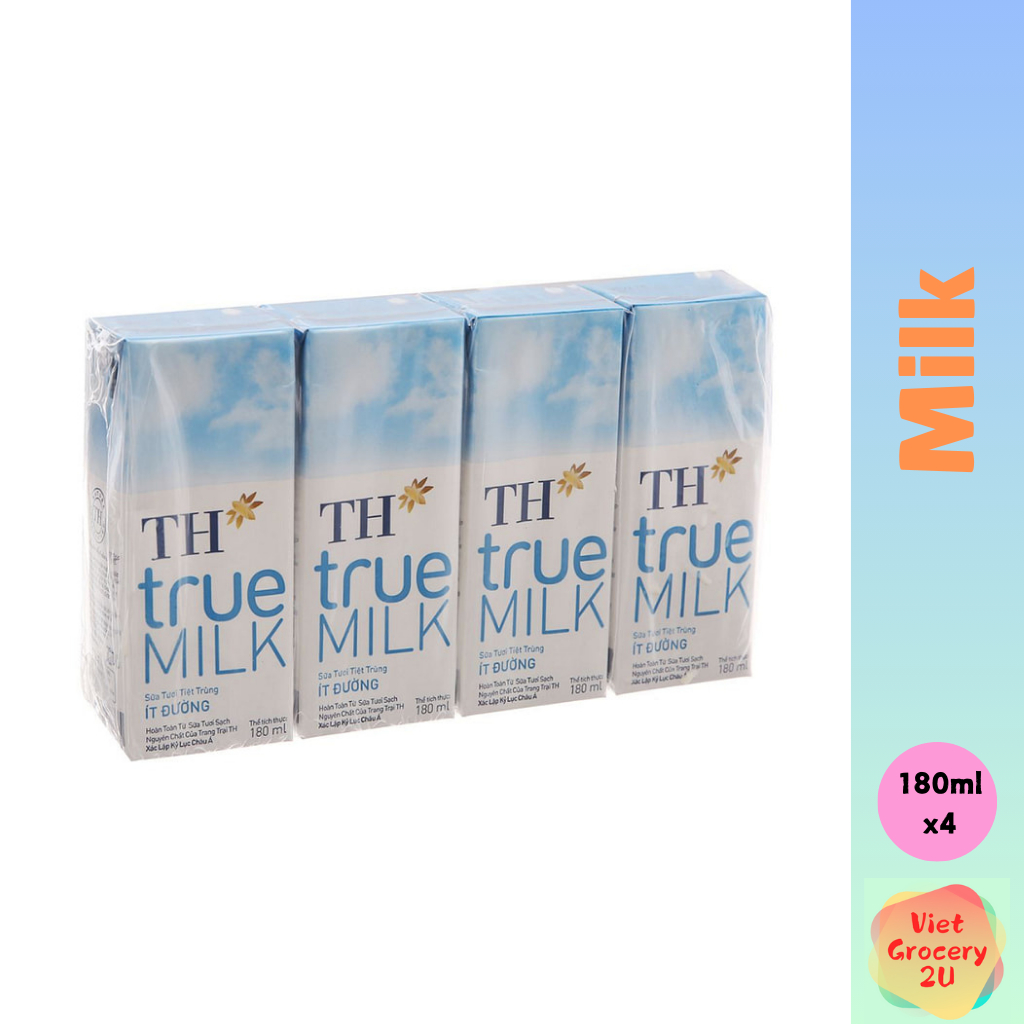 TH true MILK UHT Less Sugar Fresh Milk (180ml x4) | Shopee Malaysia