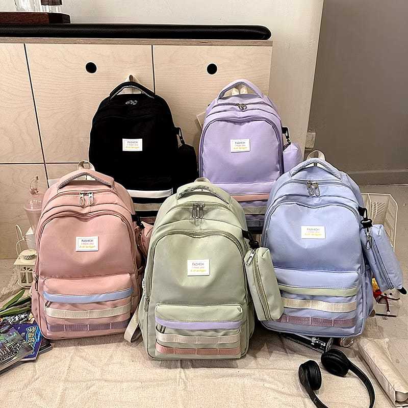 KOREA SCHOOLBAG BACKPACK MULTICOLOUR BEG SEKOLAH KANAK-KANAK KAPASITI ...