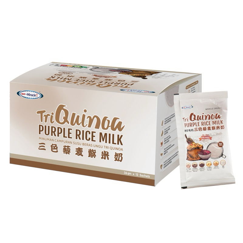 Miracle Tri Quinoa Purple Wild Rice Powder 神奇有机三色藜麦紫米奶(36g x 12 sachets ...
