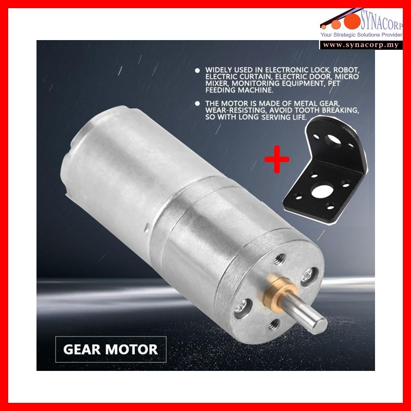25GA370 25GM370 12V 24V 300RPM 1360RPM Metal Gear Low Speed High Torque Motor + Bracket RPM ...