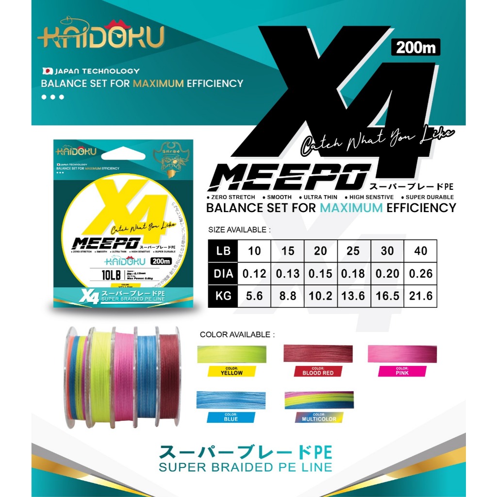 Kaidoku MEEPO X4 braided 200m | Shopee Malaysia