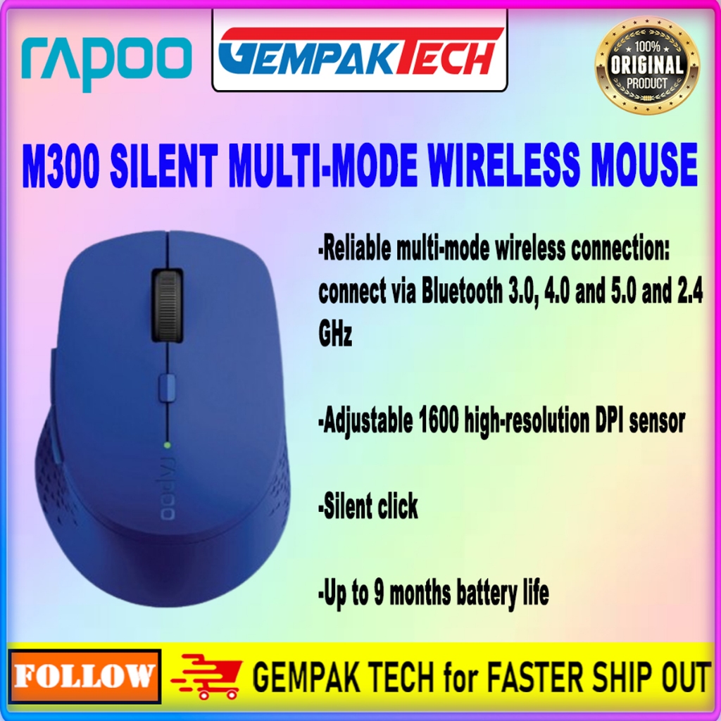 RAPOO M300 BLUE SILENT MULTI-MODE MOUSE | Shopee Malaysia