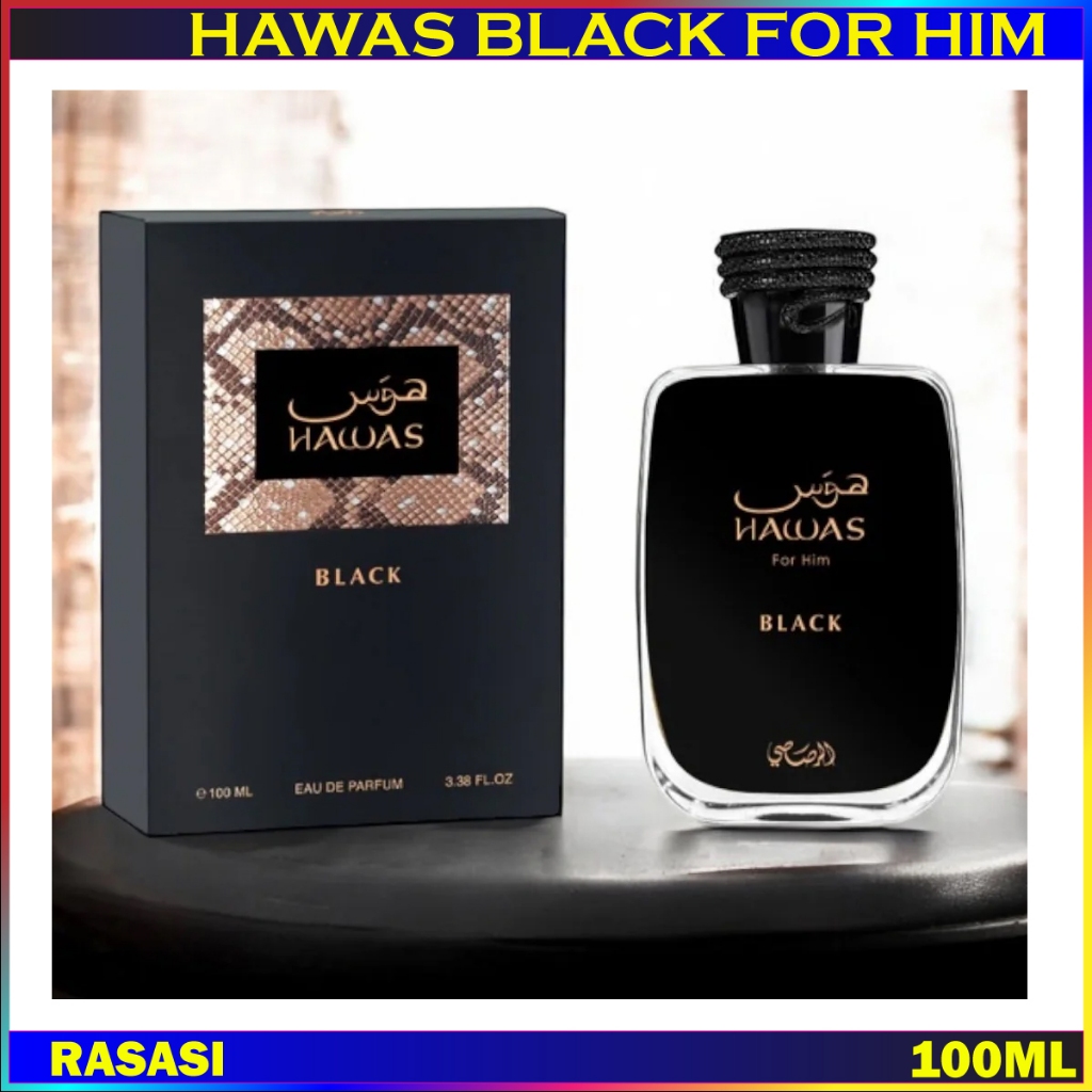 HAWAS BLACK FOR HIM RASASI EAU DE PERFUME 100ML ORIGINAL FOR MEN DUBAI ...