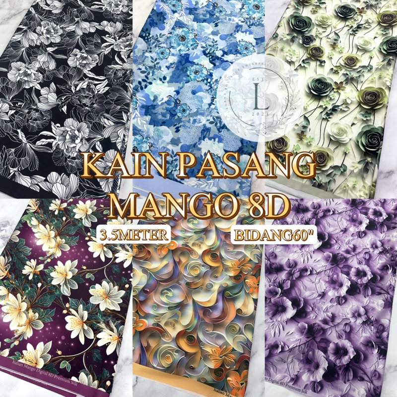 Kain Pasang Mango 8D / Premium Silk / Bidang60" / 3.5Meter / Kain baru ...