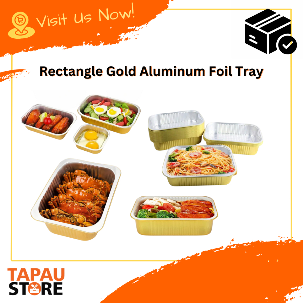 (Small Pack Set) Square / Rectangle Gold Aluminum Foil Tray / Baking ...