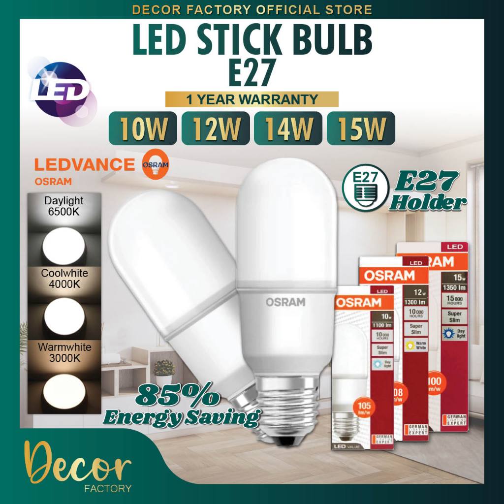 OSRAM LED STICK BULB E27 10W / 12W / 14W / 15W Daylight / Coolwhite ...