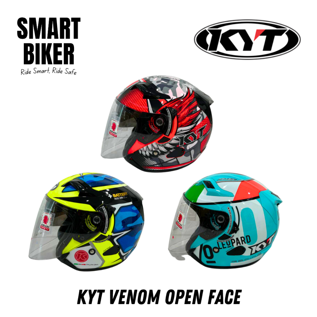 KYT Venom Helmet Single Visor Open Face Helmet 100% Original | Shopee ...