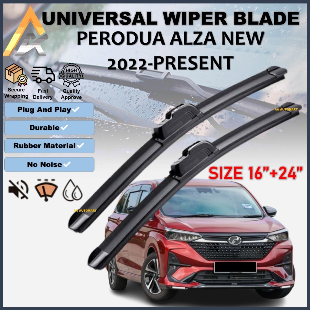PERODUA Alza New (2022-Present) U-Hook Wiper Blade Soft Rubber Car ...