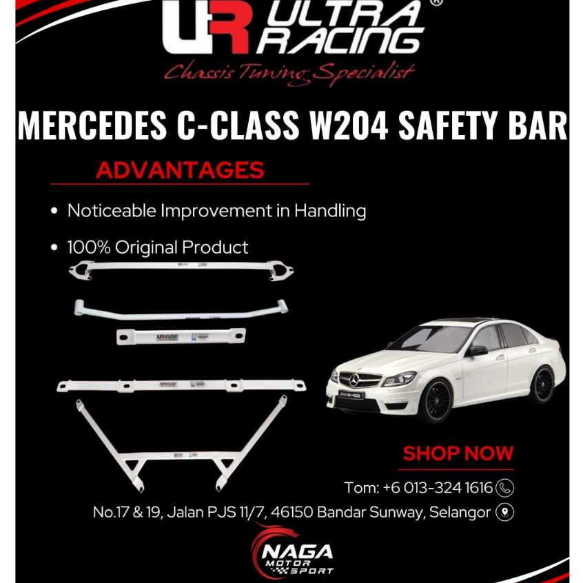 ULTRA RACING SAFETY BAR MERCEDES C-CLASS W204 FRONT STRUT/ENGINE BAR ...