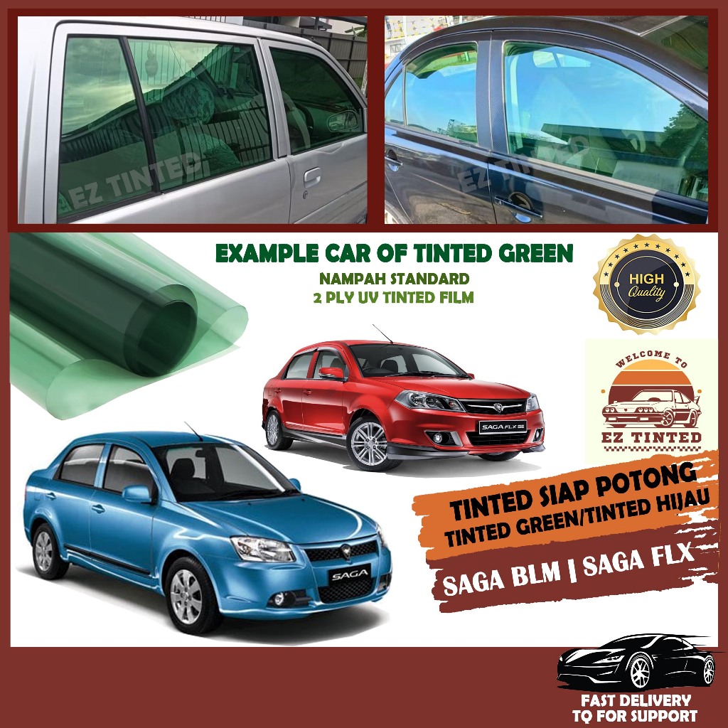 Proton Saga BLM/FLX _Full Set_TINTED CROMAX GREEN/HIJAU Tinted/Tinted ...