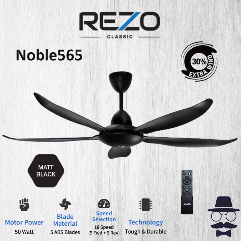 REZO S106 / S306 / Noble565 56” CEILING FAN 5 BLADE Regulator / Remote ...