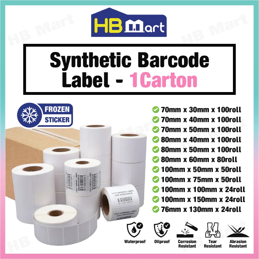 1 Carton Waterproof Synthetic Barcode Label Stickers Kalis Air High ...