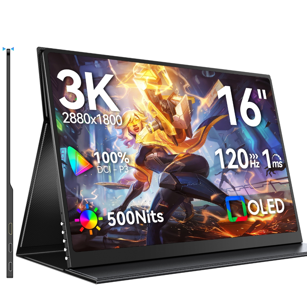 UPERFECT OLED 3K Portable Monitor 120HZ 16inch Mobile Display 100% DCI ...