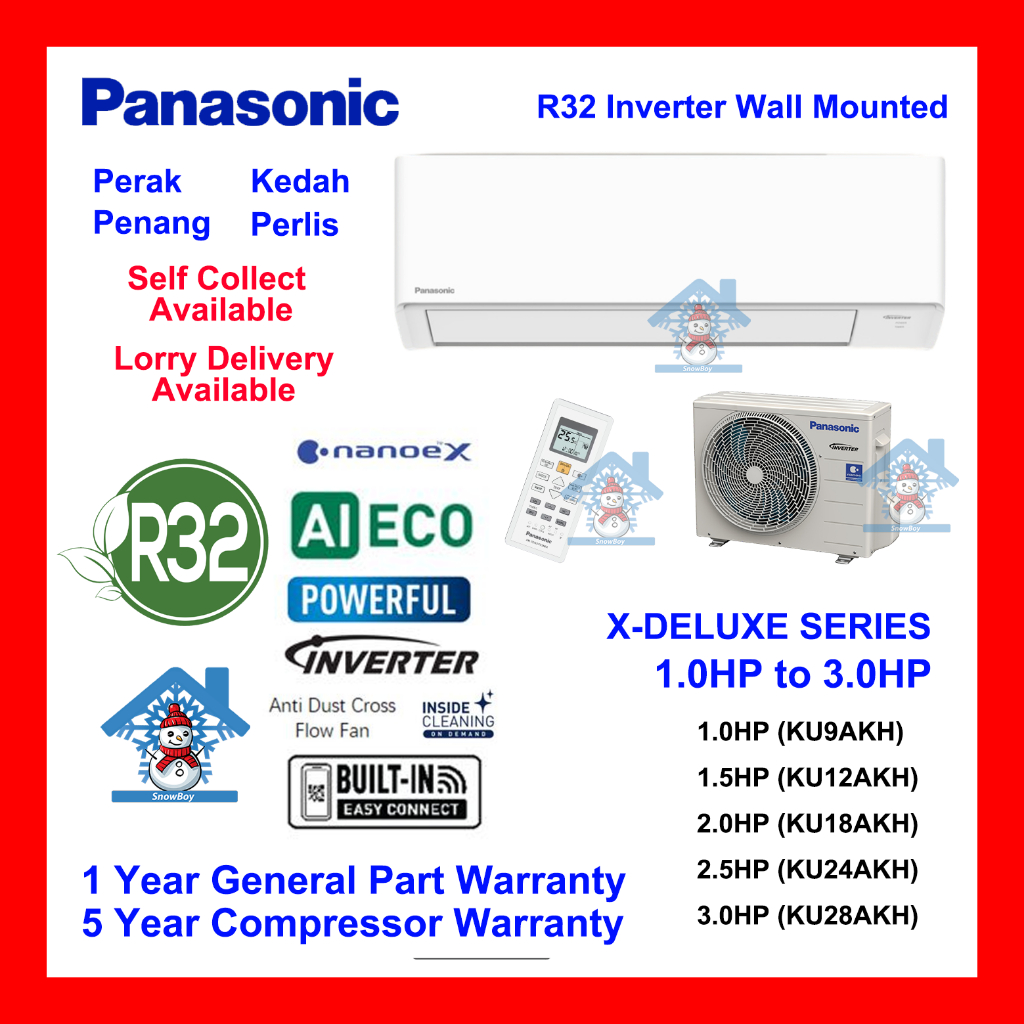 PANASONIC R32 Inverter Air-conditioner X DELUXE KU series AIRCOND 1.0HP ...