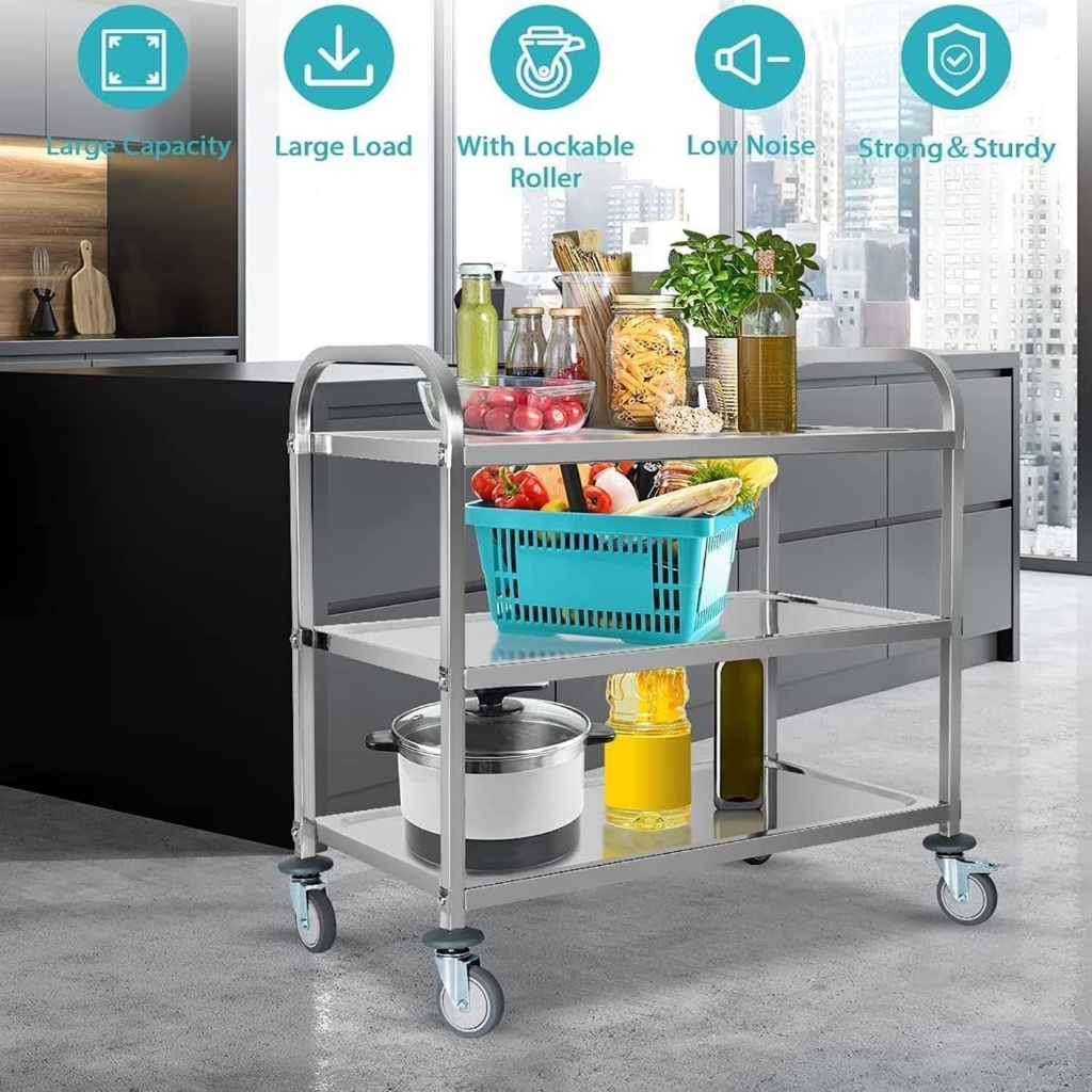 Stainless Steel Trolley Cart Kitchen Trolley Cart Serving Cart Kitchen ...