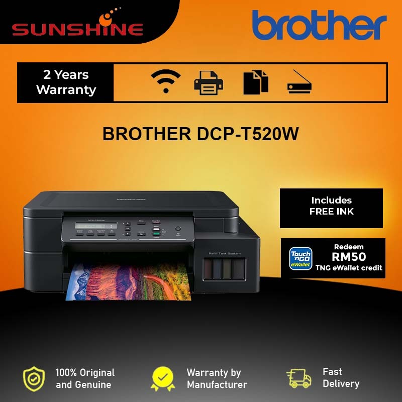 = FREE Touch N Go E-Voucher RM 50 =Brother DCP-T520W 3 in 1 Wifi Ink ...
