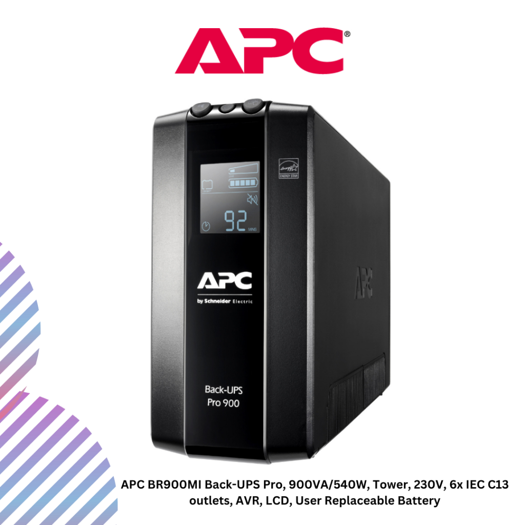 APC BR900MI Back-UPS Pro, 900VA/540W, Tower, 230V, 6x IEC C13 outlets ...