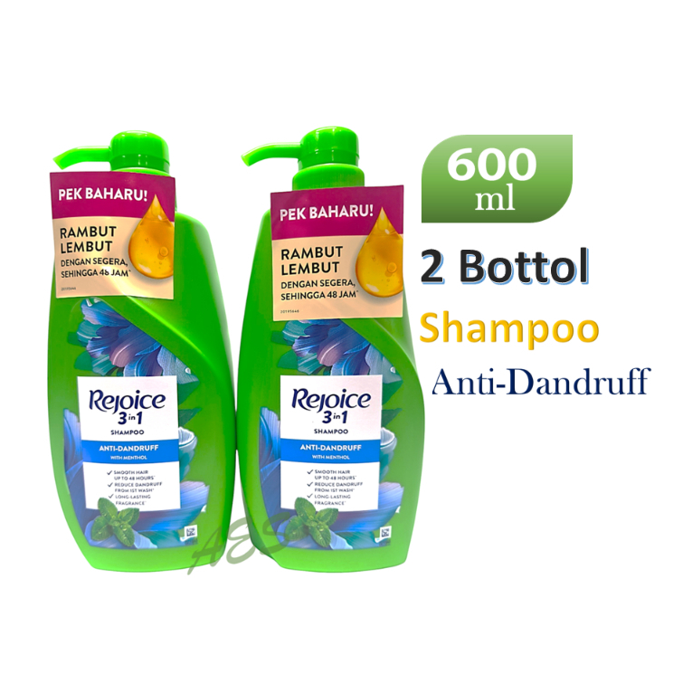 [2 Bottle] Rejoice Shampoo Anti-Dandruff With Menthol (600ml) Expiry ...