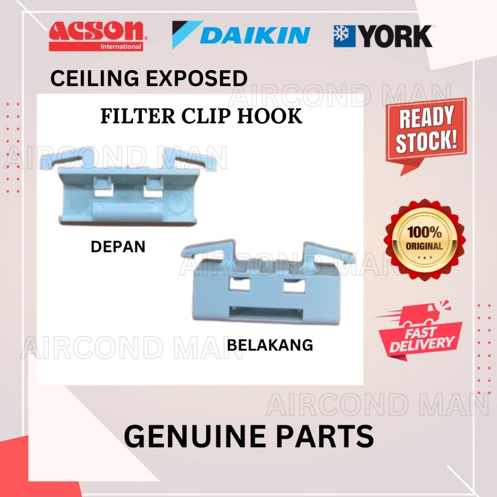 CEILING EXPOSED FILTER CLIP HOOK PLASTIC (ACSON/DAIKIN/YORK) | Shopee ...