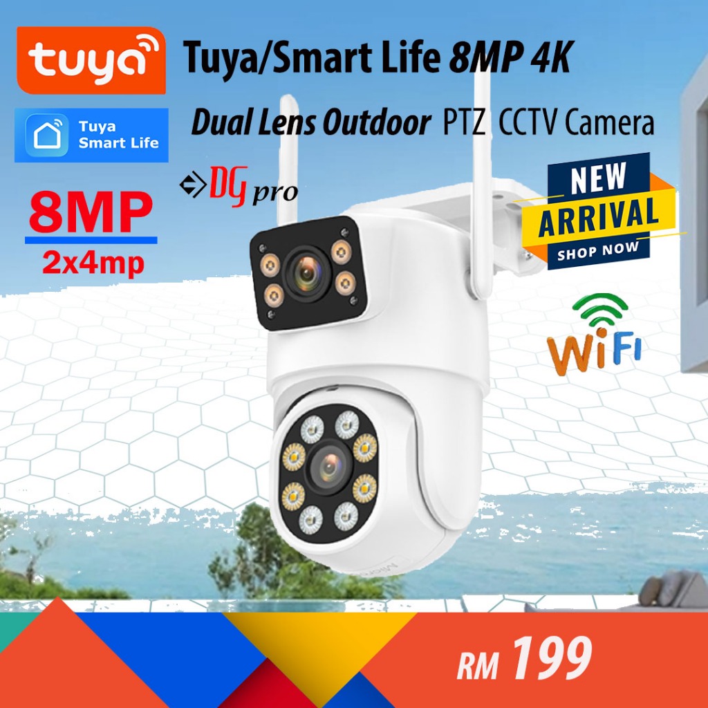 [NEW ARRIVAL] Tuya / Smart Life 8MP Dual Lens Dual Screen PTZ Outdoor ...