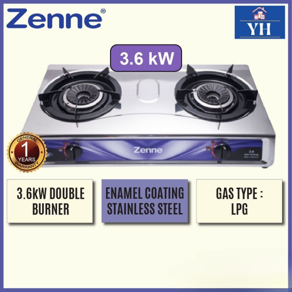 Zenne 3.6kW Twister Double Burner Stainless Steel Table Top Gas Stove ...
