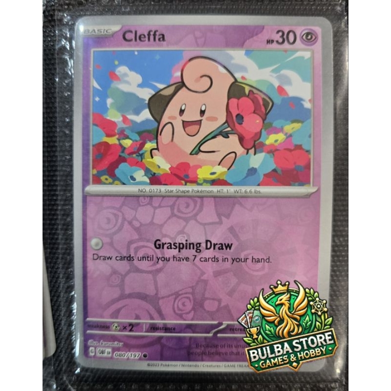 Cleffa 080/197 RH Reverse Holo SV03 Obsidian Flames Pokémon TCG Card Game Scarlet & Violet ...