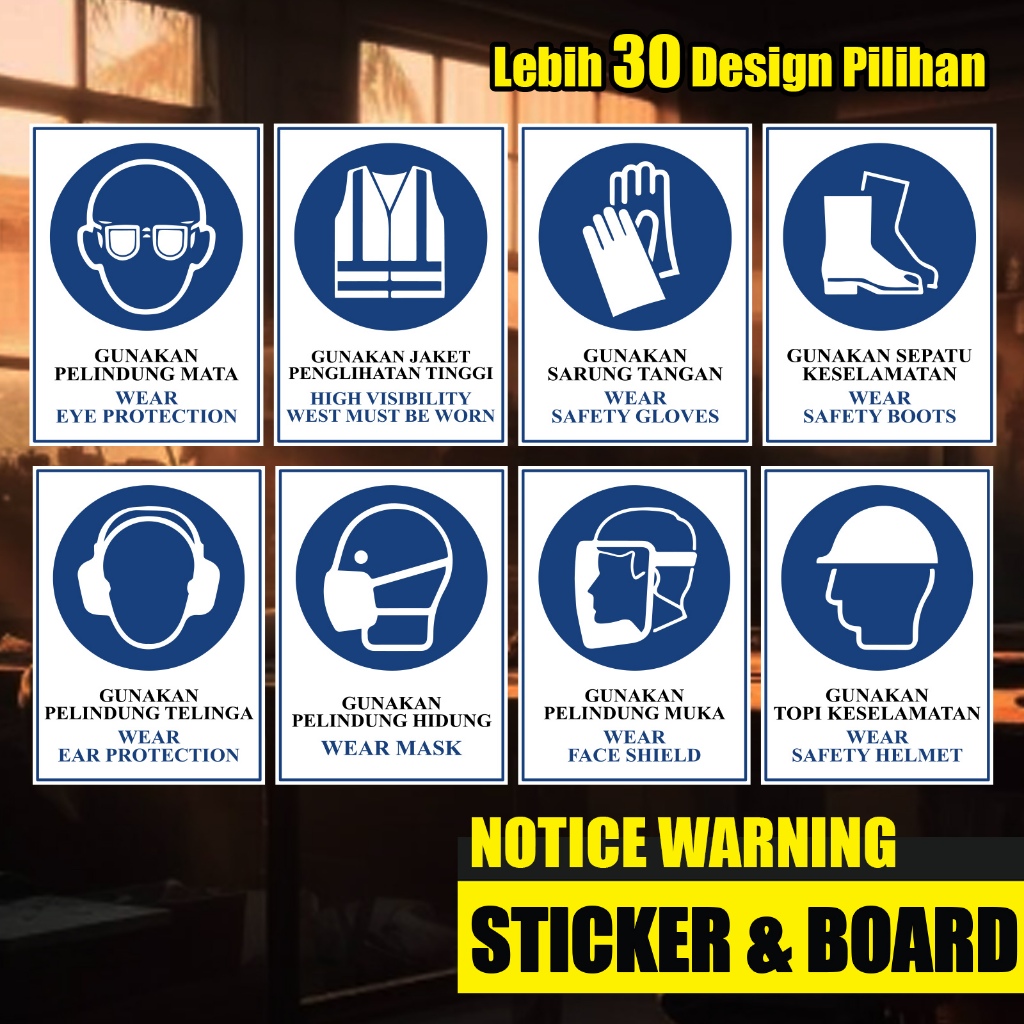 Safety Signage for Industrial PPE Sticker Mandatory Signage Sticker ...