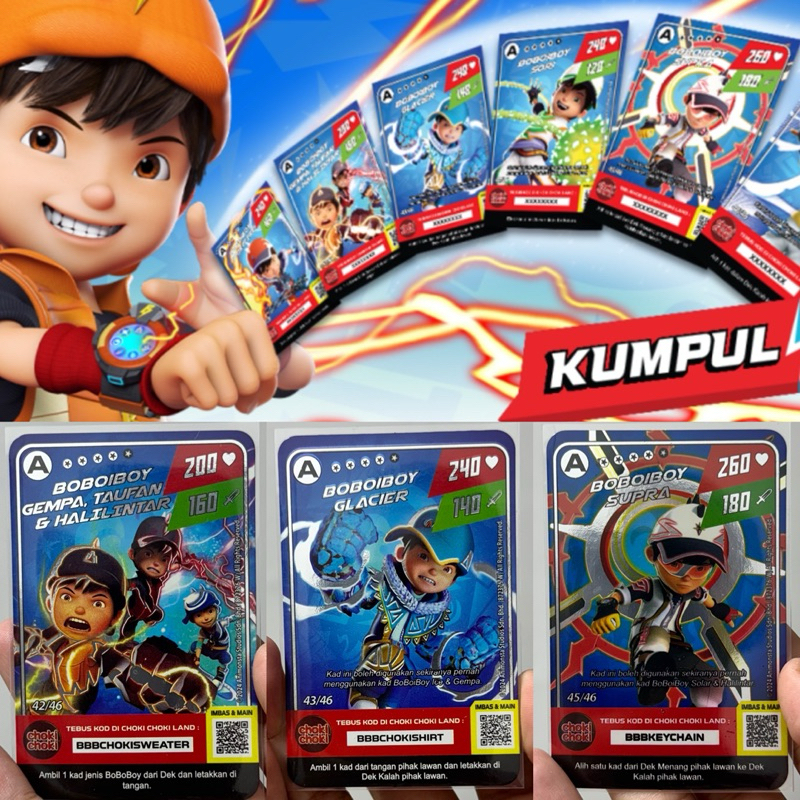 Choki Choki Boboiboy Card Kuasa 3 / Glacier / Supra | Shopee Malaysia