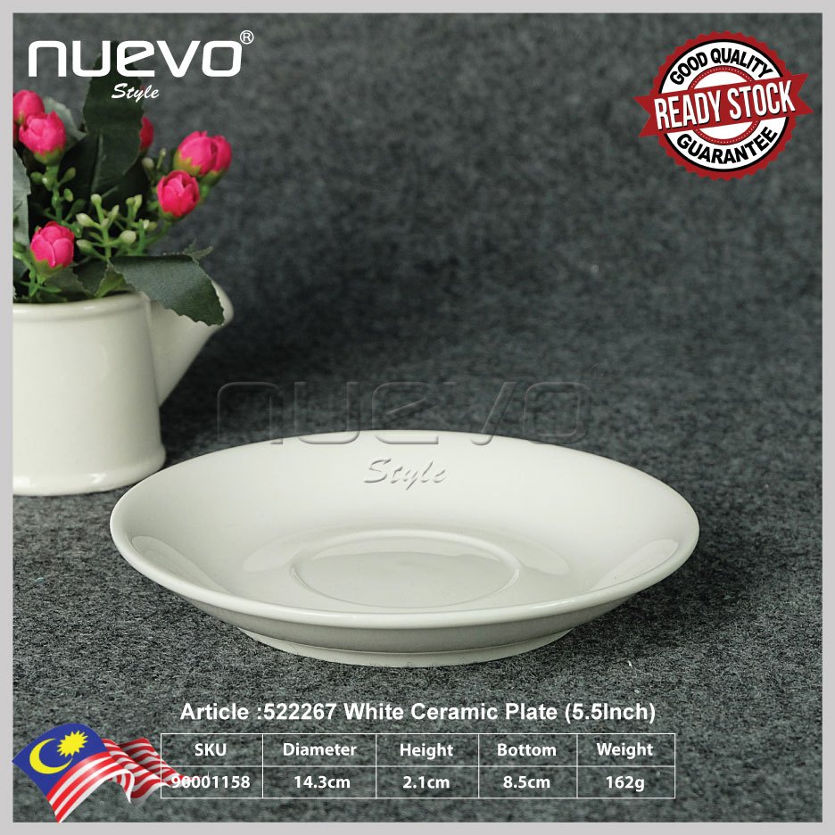 2 PCS Set NUEVO White ceramic coffee saucer 白色陶瓷咖啡碟 Cawan piring ...