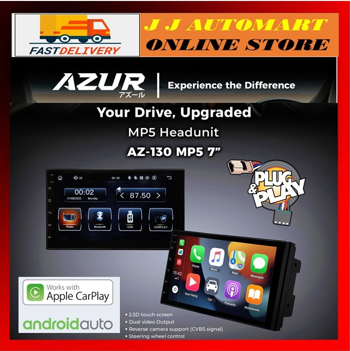 AZUR 7" MP5 RADIO USB HEAD UNIT AZ-130 (SUPPORT CARPLAY ANDROID AUTO ...