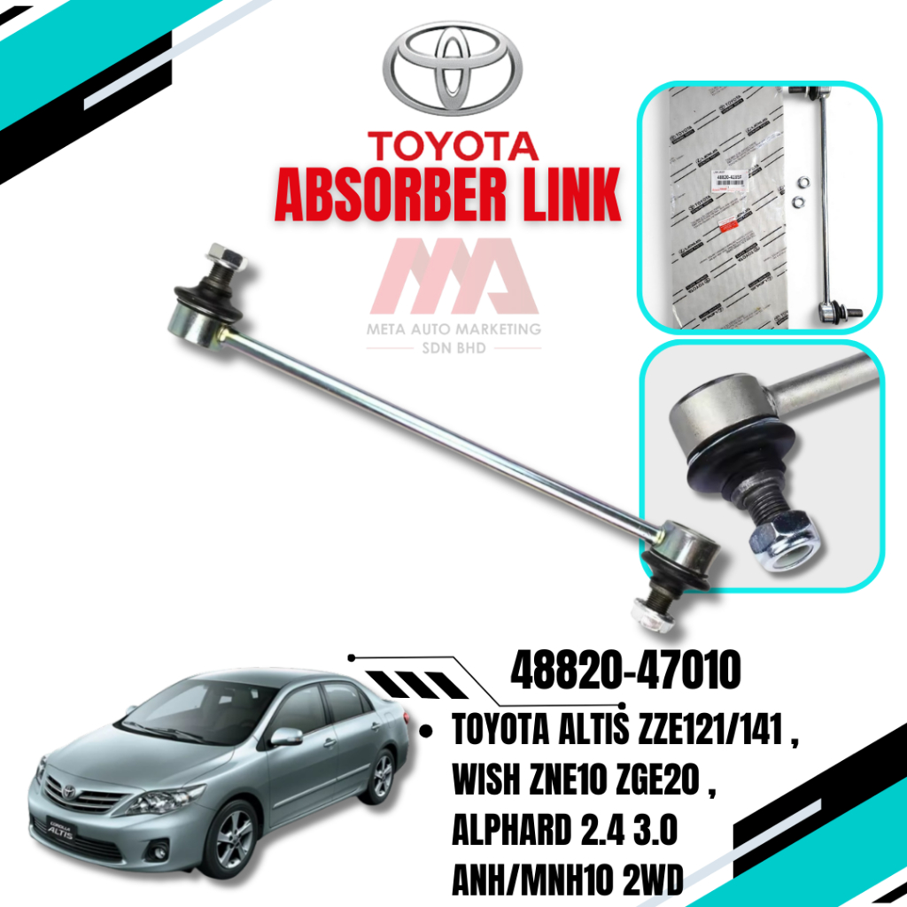 ABSORBER STABILIZER LINK FRONT TOYOTA ALTIS ZZE121/141,WISH ZNE10 ZGE20 ...