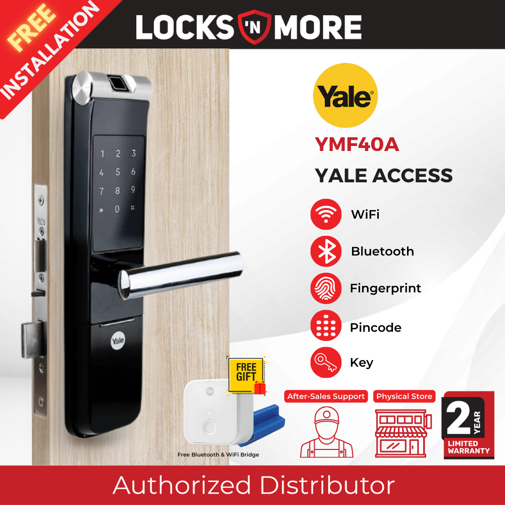 (EXCLUSIVE) Yale YMF40A Smart Door Lock (FREE Yale WiFi Bridge ...
