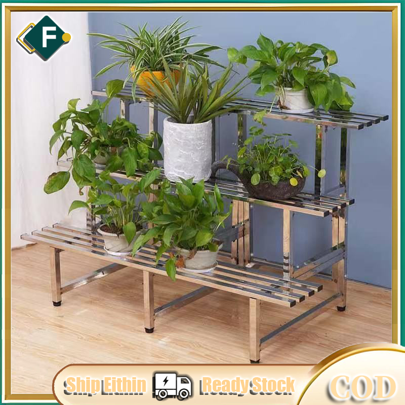Stainless Steel Flower Rack Stand Rak Bunga Outdoor Plant Rack Rak Pasu ...
