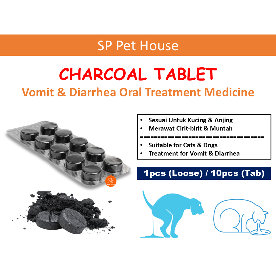 Charcoal Tablet Ubat Cirit Birit / Muntah / Diarrhea Untuk Kucing ...