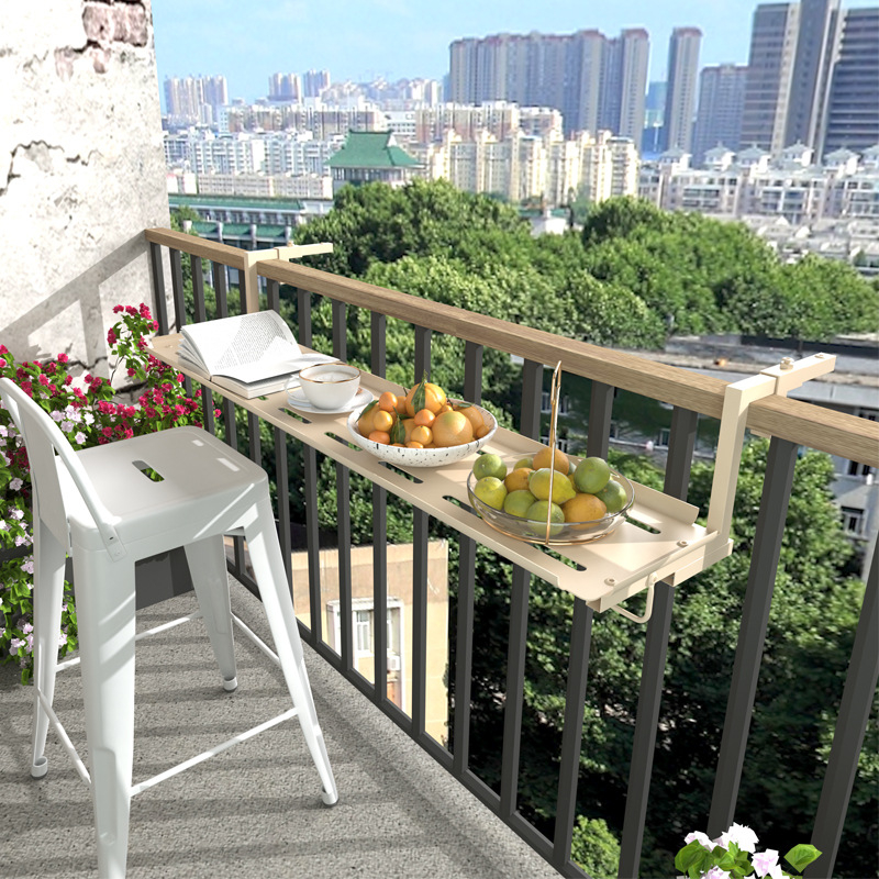 Balcony Railing Hanging Table Wrought Iron Bar Counter Railing Hanging ...