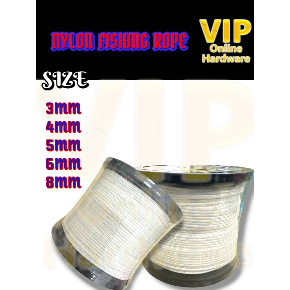3mm/4mm/5mm/6mm/8mm Braided Rope White / Nylon Rope/ Tali Nylon pancing ...