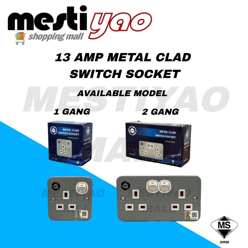 13 AMP Metal Clad Switch Socket (SIRIM APPROVED)/Soket Suis Bersalut ...